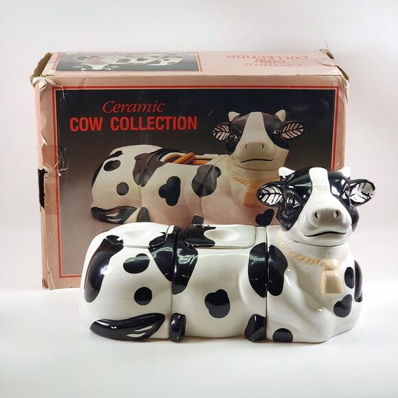 Ltd Commodities | Kitchen | Vintage Holstein Cow 3 Piece Lidded ...